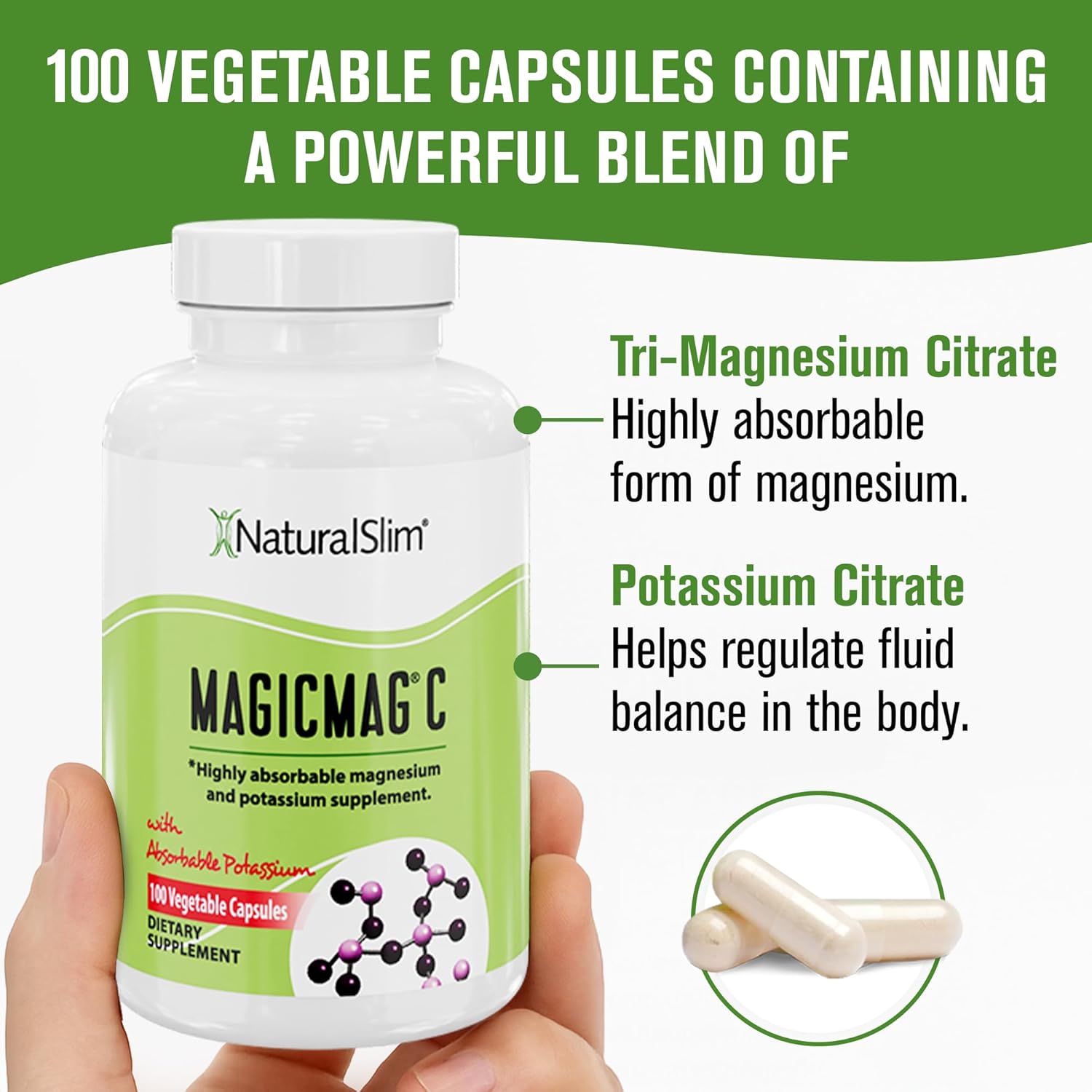 NaturalSlim MagicMag C Cápsulas de citrato de magnesio – Suplemento de ...