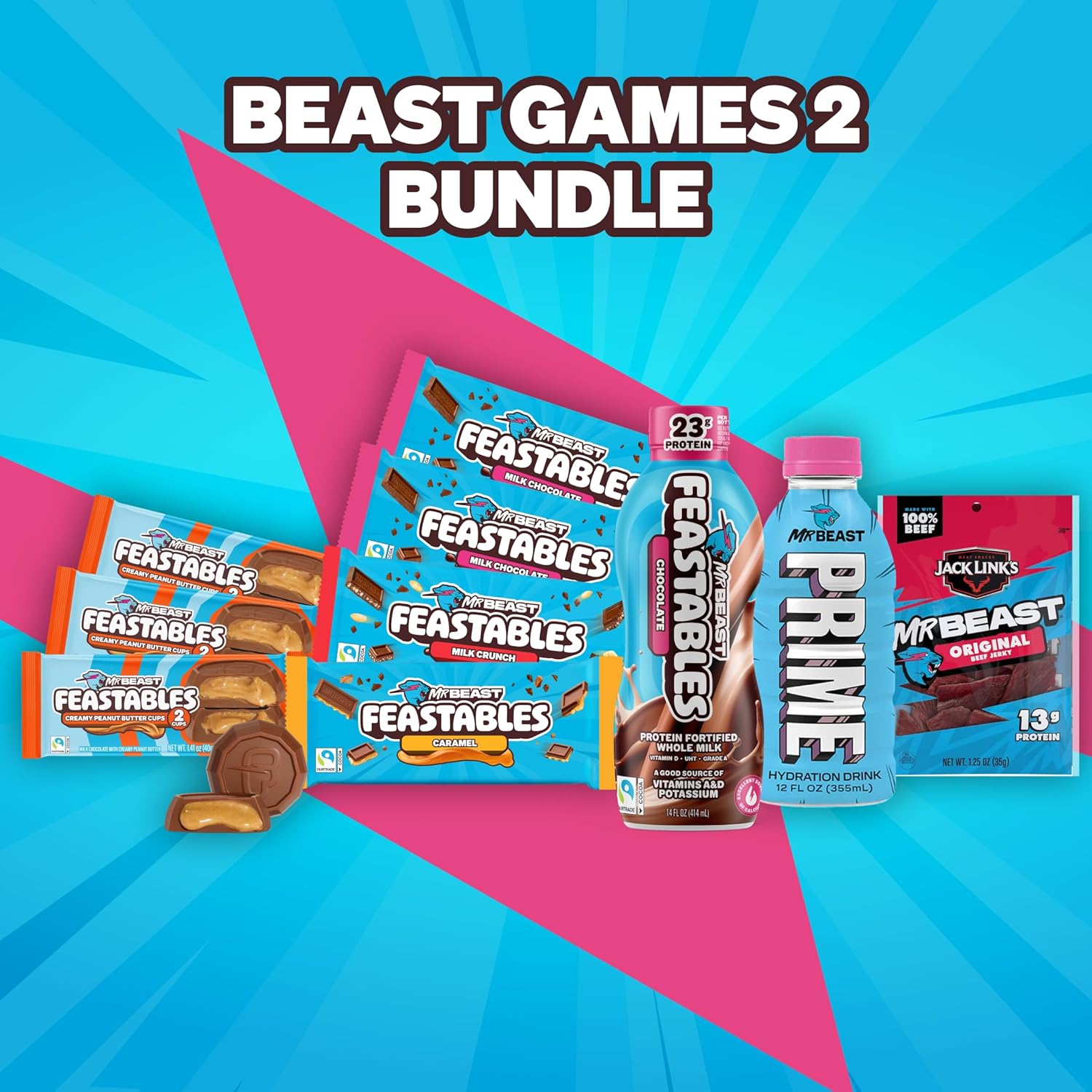 Feastables Beast Games Season 2 Bundle, Mrbeast Snacks Variety Pack ...