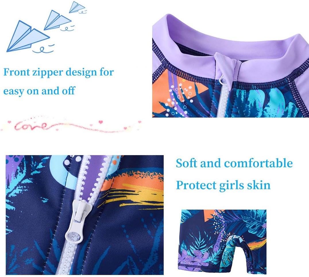 UMELOK Girls Long Sleeve Rash Guard One Piece Swimsuits with UV ...